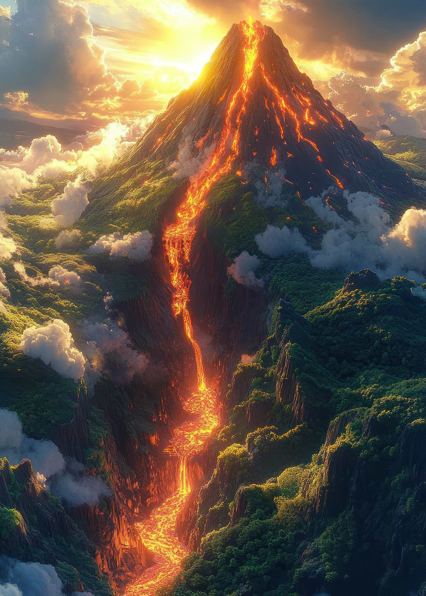'Volcanic Eruption' Poster, picture, metal print, paint by Usama Design ...