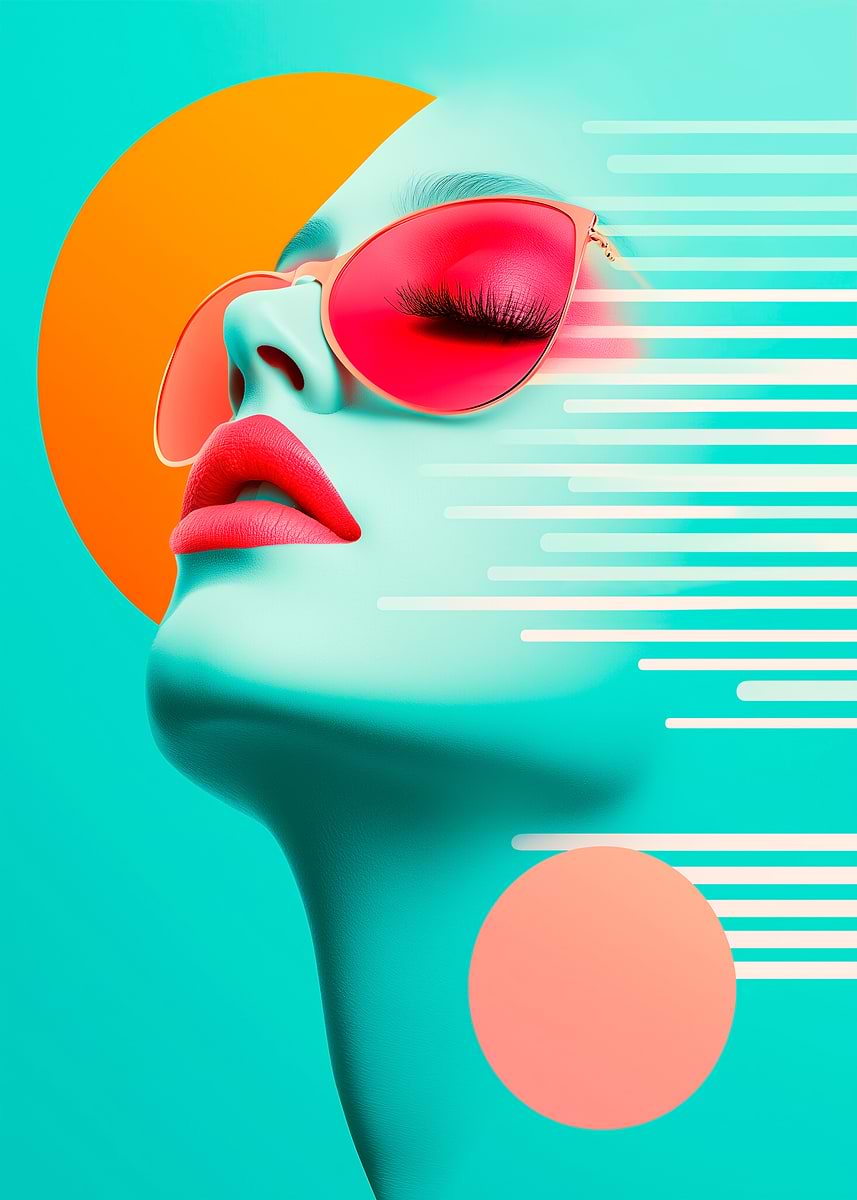 'Abstract Woman in Sunglasses' Poster, picture, metal print, paint by ...