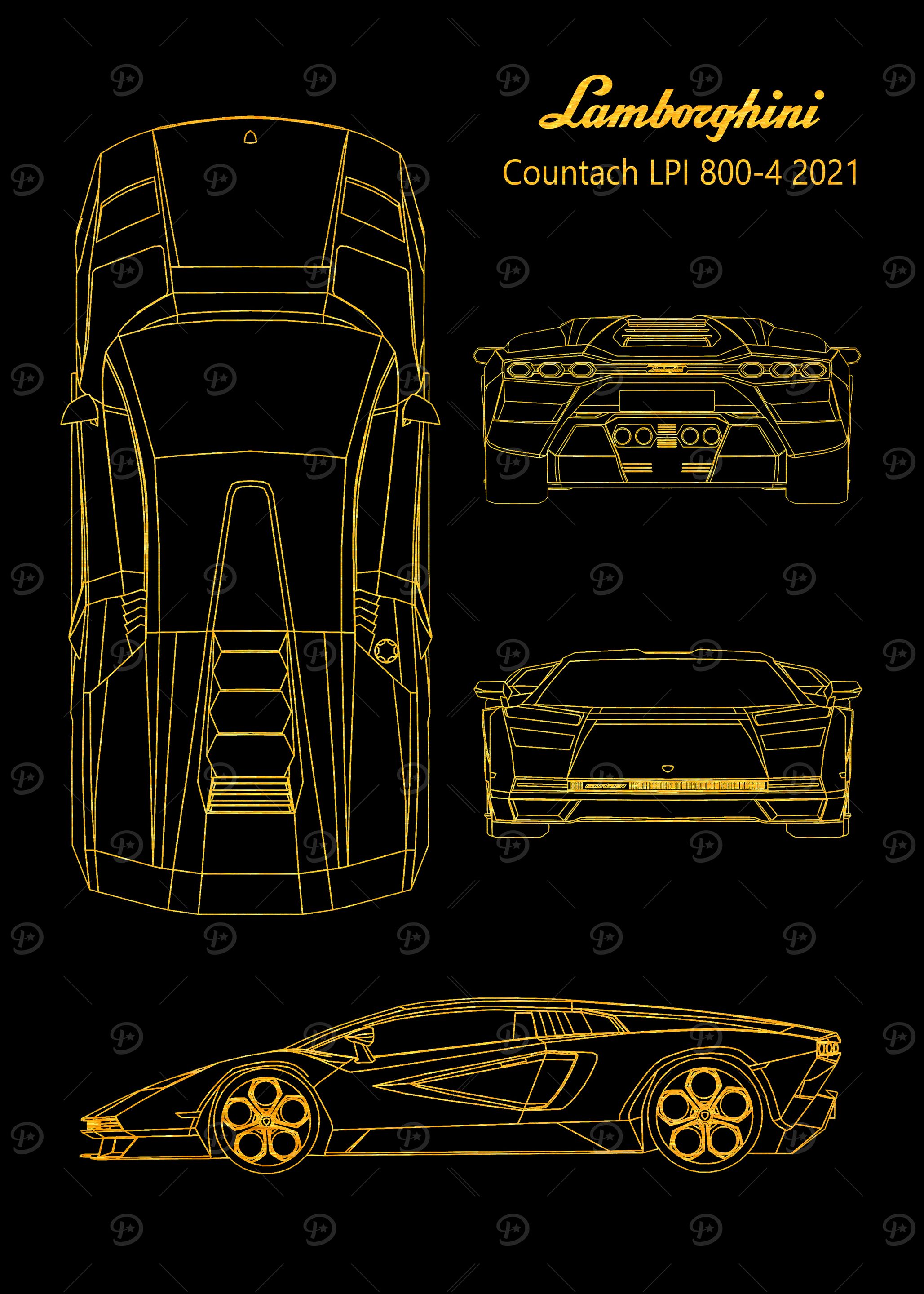 'Lamborghini Countach LPI 800-4' Poster, picture, metal print, paint by ...