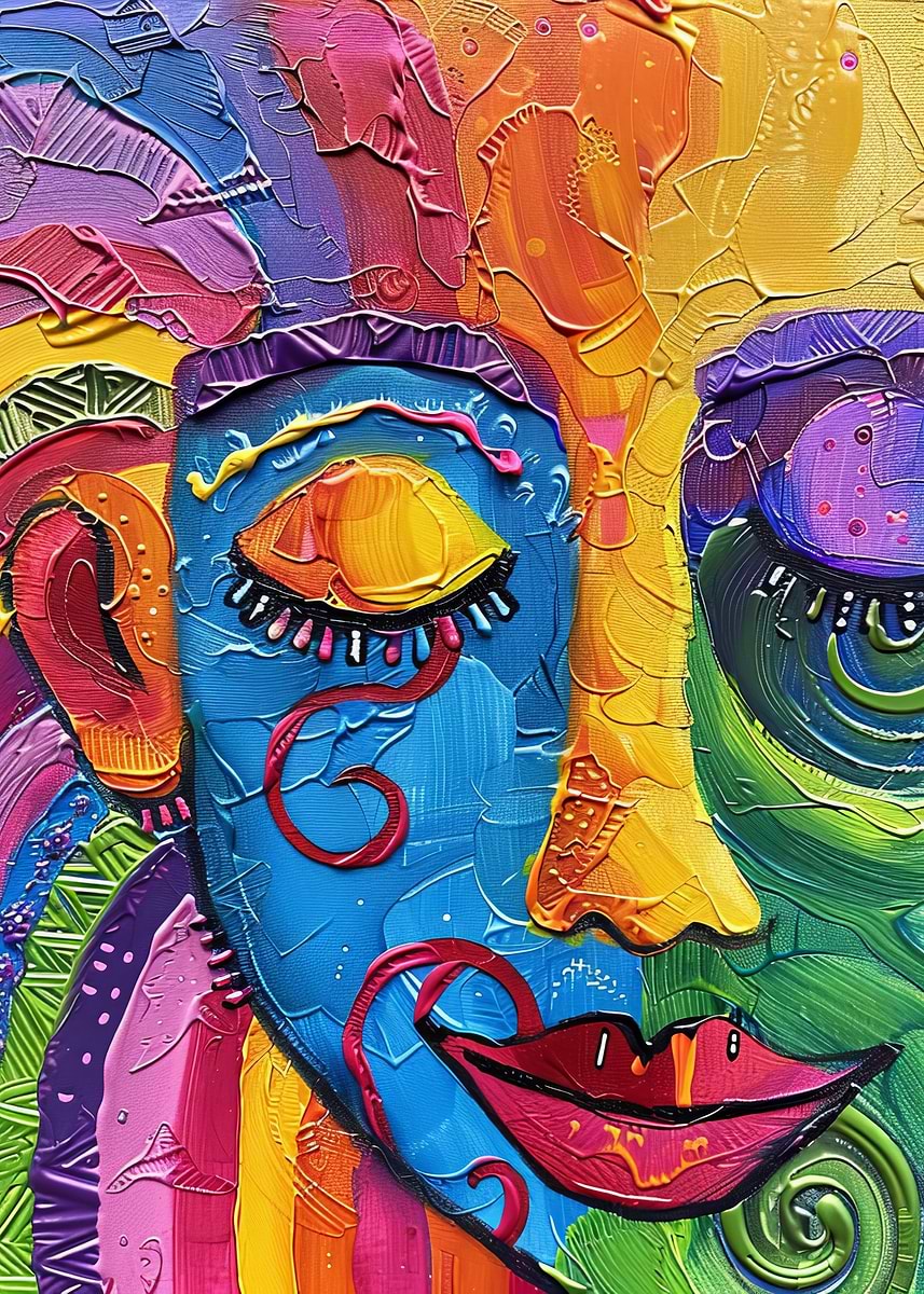 'Kooky Abstract Colorful Female Portrait' Poster, picture, metal print ...