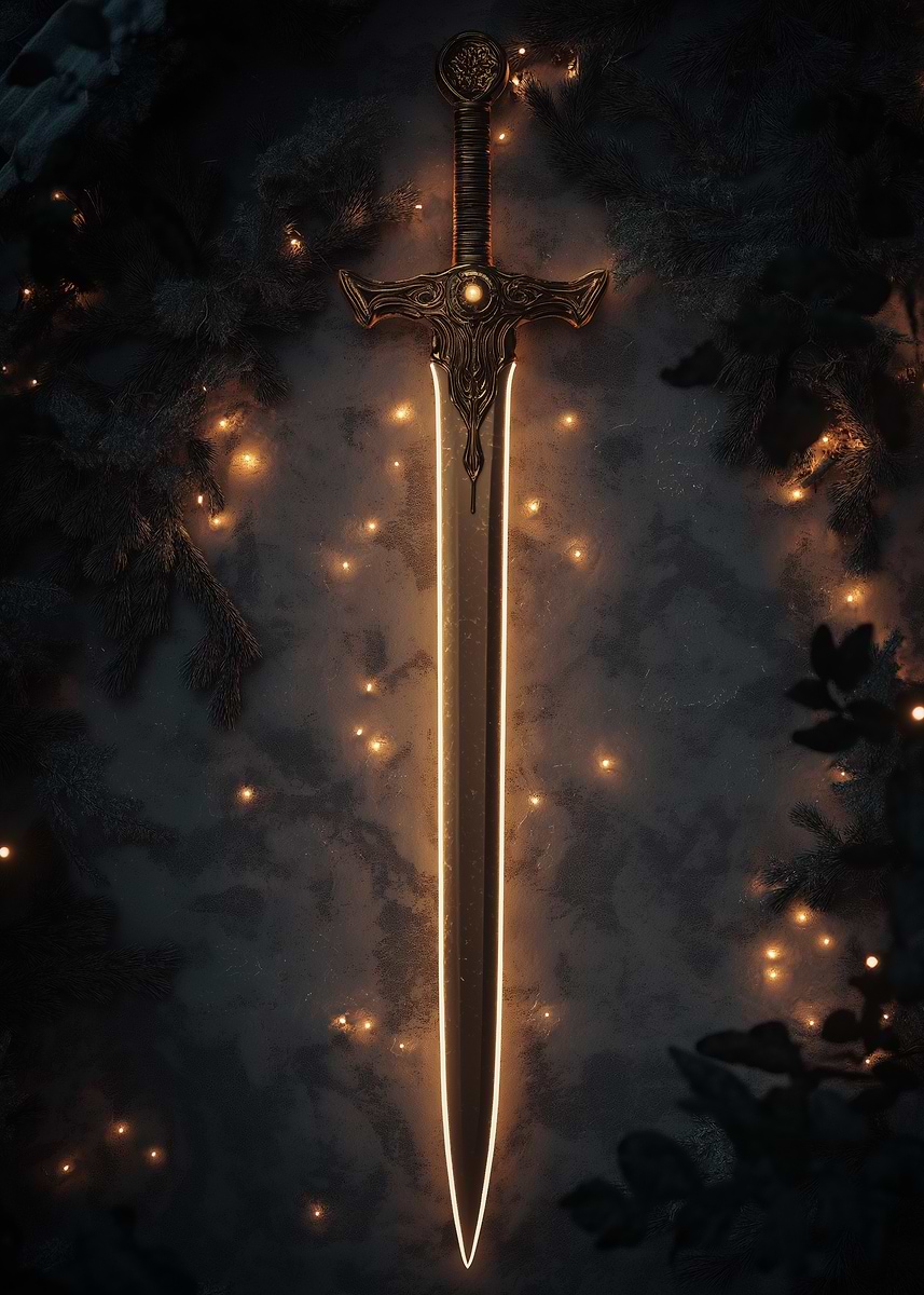 'Golden Sword with Lights' Poster, picture, metal print, paint by Itaru ...
