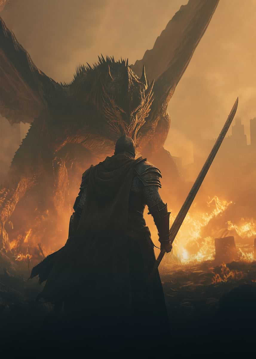 'Dragon and Knight' Poster, picture, metal print, paint by Itaru Sensei ...