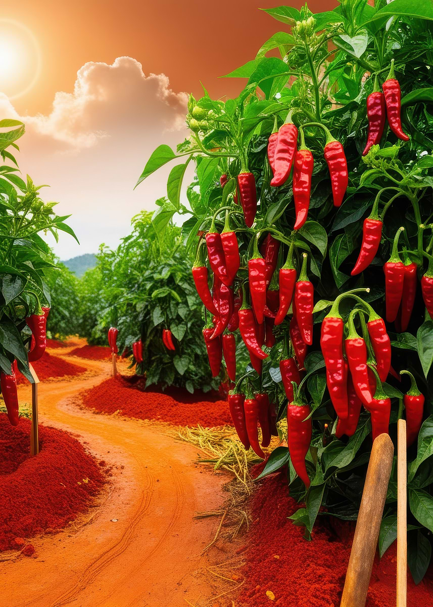 'Red Chili Pepper Farm' Poster, picture, metal print, paint by Dpicture ...