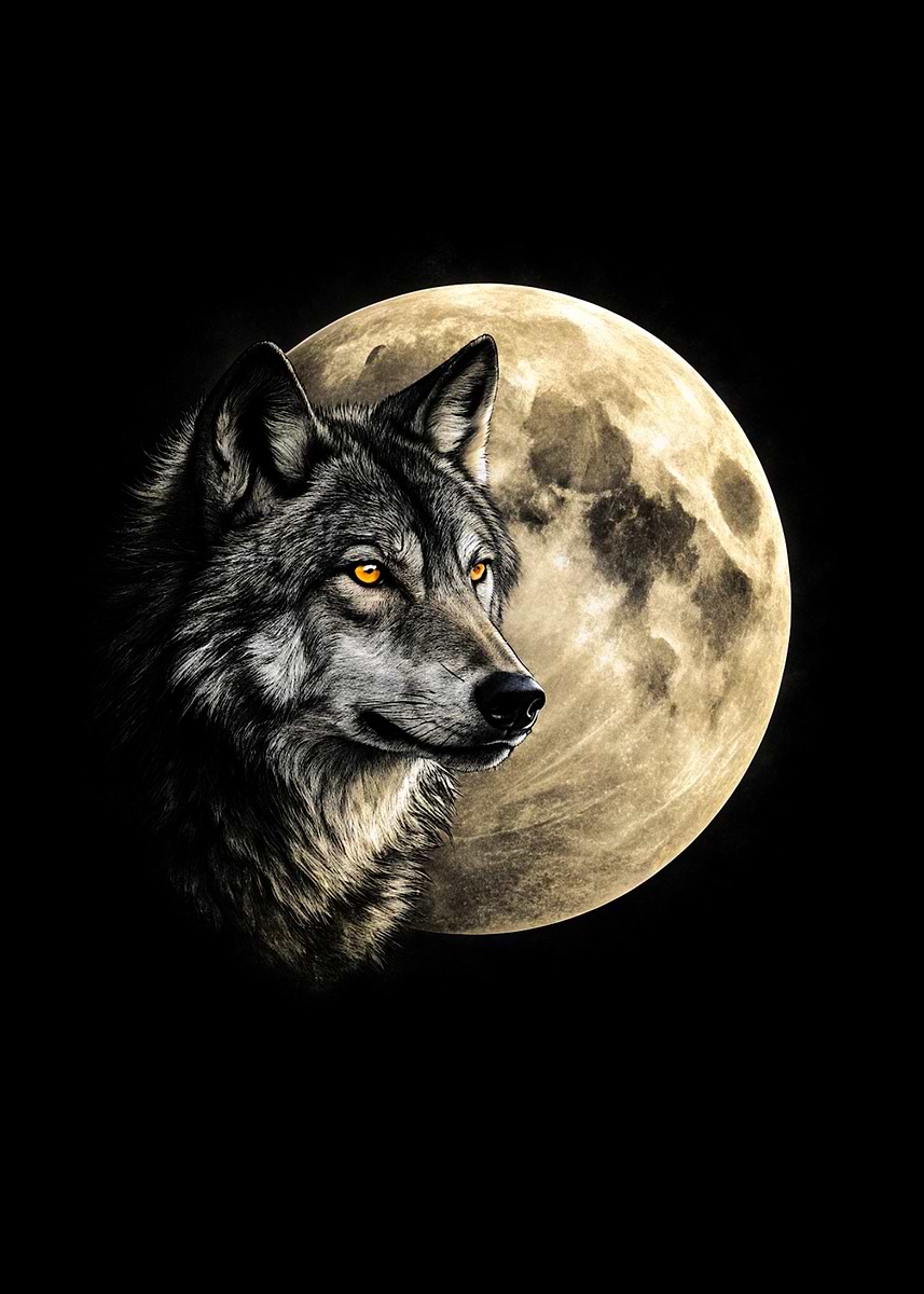 'Wolf moon vector' Poster, picture, metal print, paint by Henzo Designs ...