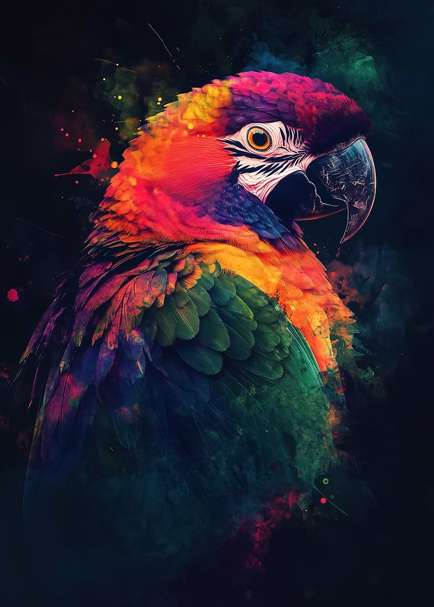'Colorful Parrot Portrait' Poster, picture, metal print, paint by Ishak ...