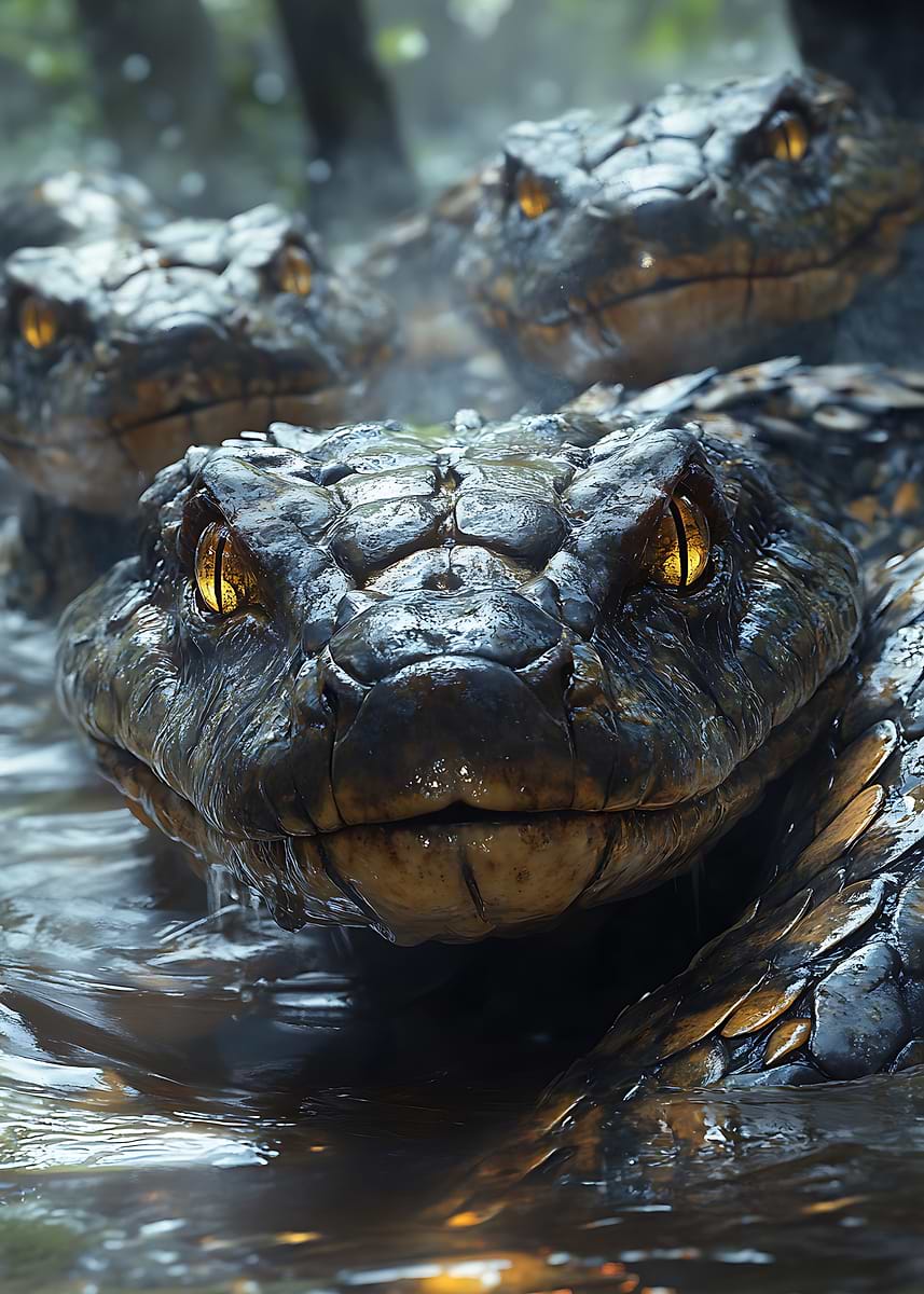'Giant Snake Close-Up' Poster, picture, metal print, paint by ...