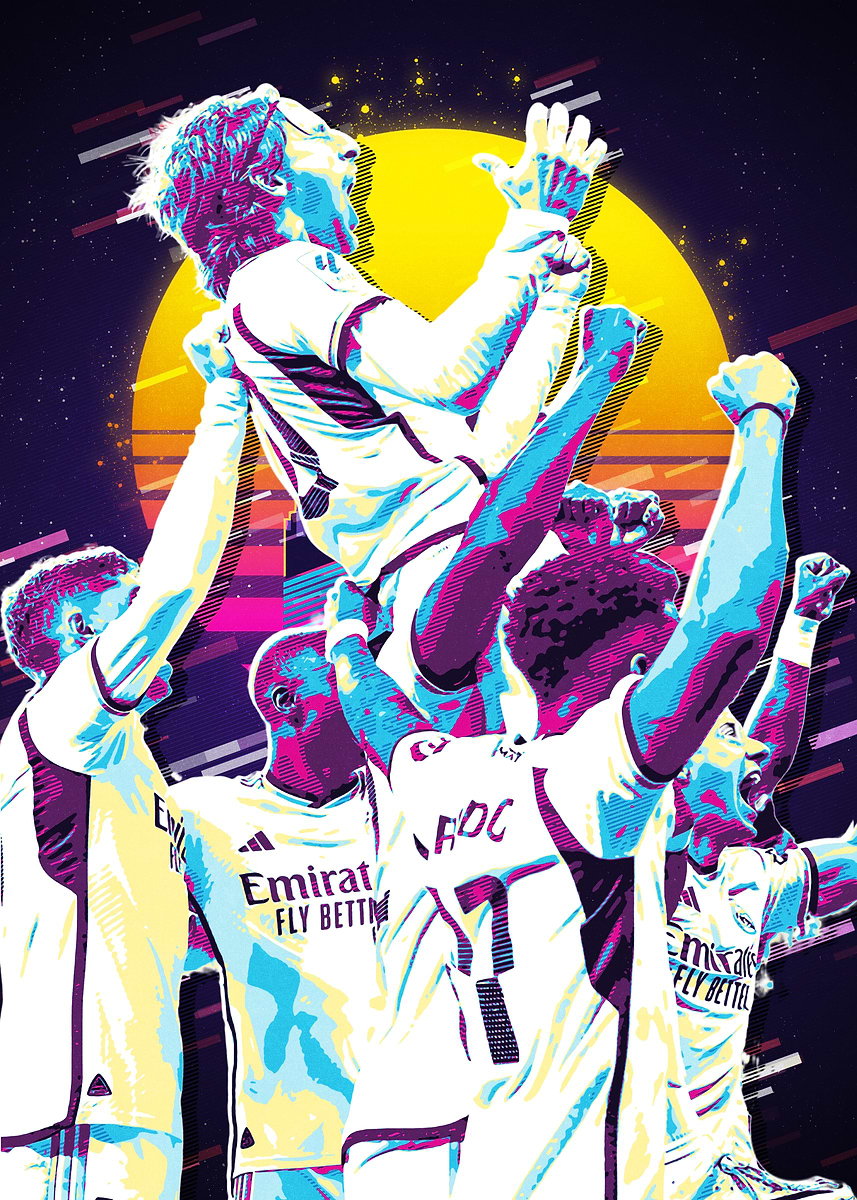 'Modric Celebration Retro Art' Poster, picture, metal print, paint by ...