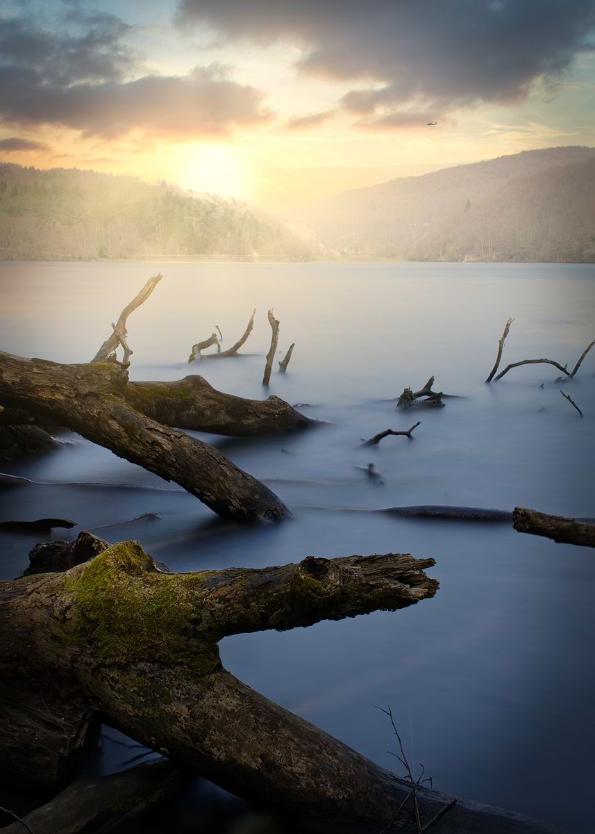 'Sunset Over Still Water' Poster, picture, metal print, paint by ...