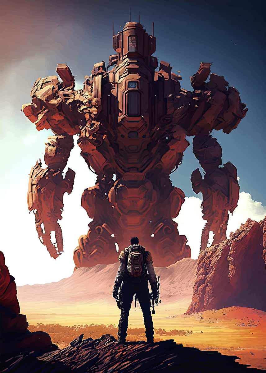 'Giant Mech in Desert' Poster, picture, metal print, paint by zazoo93 ...