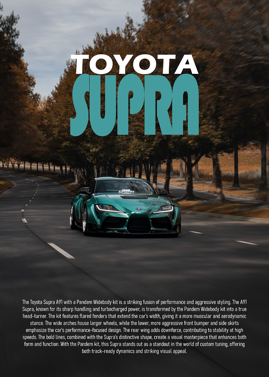 'Toyota Supra A91 Widebody' Poster, picture, metal print, paint by ...