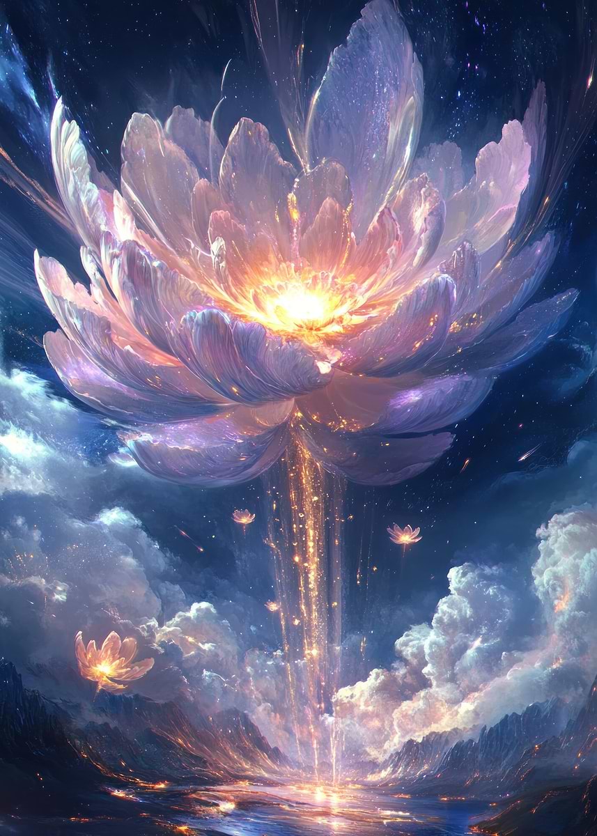 'Celestial Flower Bloom' Poster, picture, metal print, paint by Usama ...