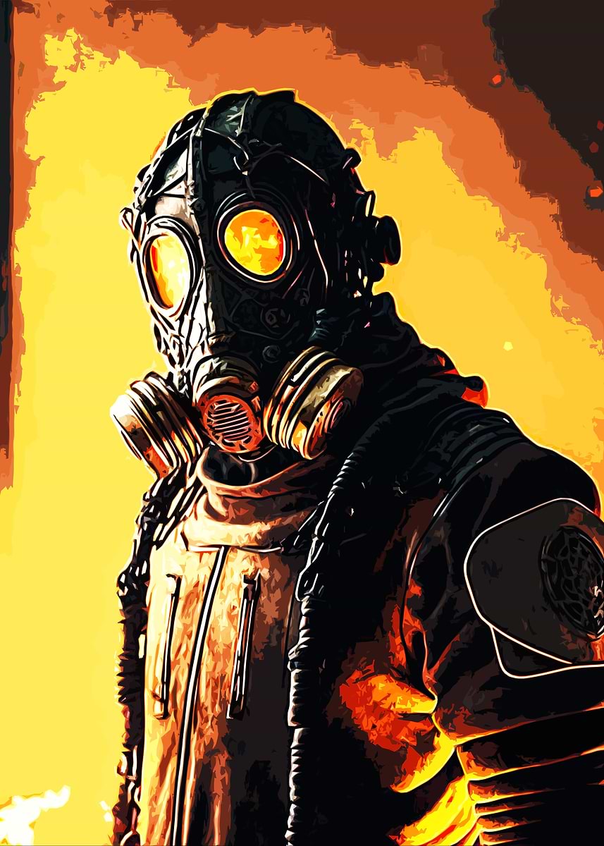 'Gas Mask Figure stalker' Poster, picture, metal print, paint by boboi ...