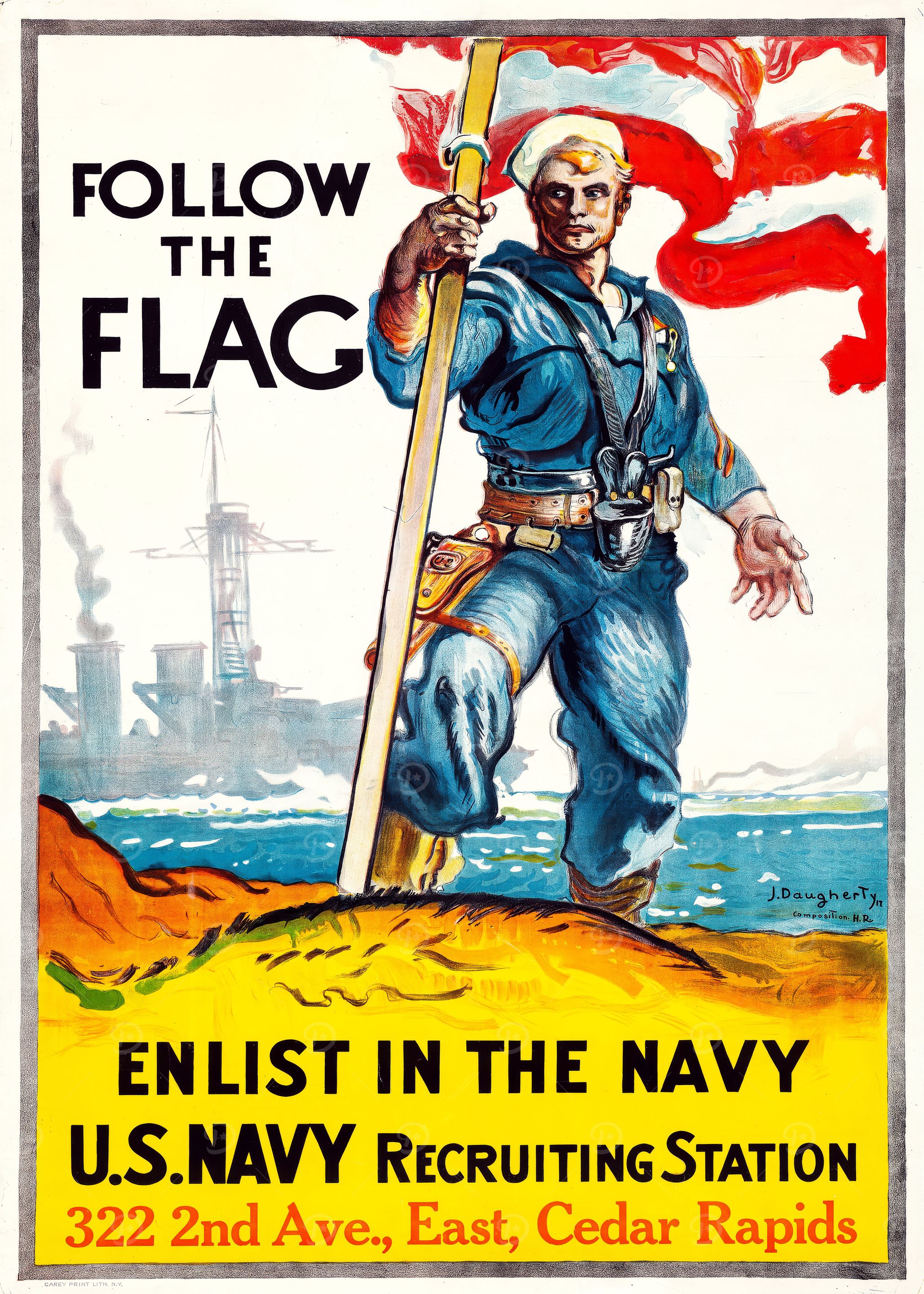 'Navy Recruitment Poster' Poster, picture, metal print, paint by Steel ...