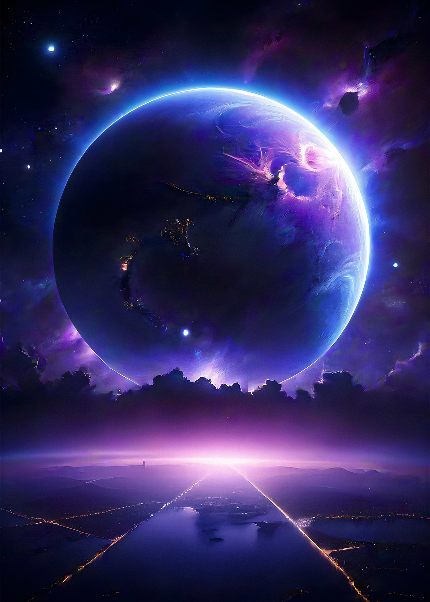 'Purple Planet Landscape' Poster, picture, metal print, paint by ...