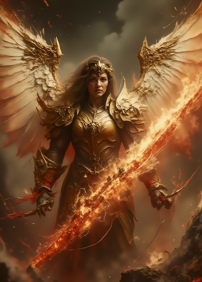'Fiery Angel Warrior' Poster, picture, metal print, paint by Krzysztof ...