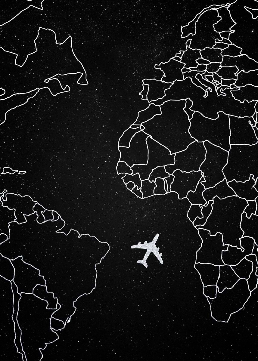 'World Map with Airplane' Poster, picture, metal print, paint by DNSM ...
