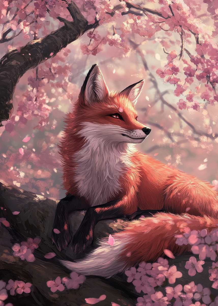 'Sakura Fox' Poster, picture, metal print, paint by Michael Mattler ...