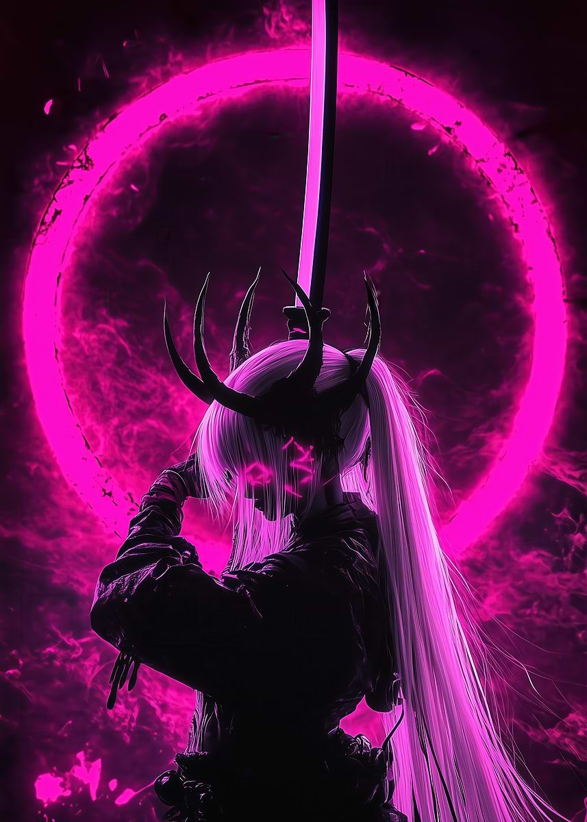 'Neon Pink Demon Girl' Poster, picture, metal print, paint by PopaArt ...