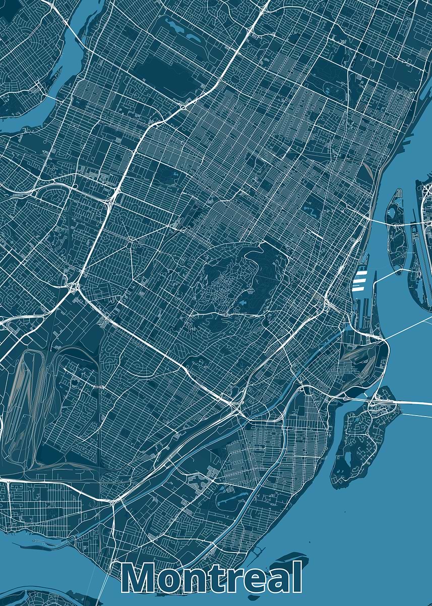 'Montreal City Map' Poster, picture, metal print, paint by Sam Kal ...