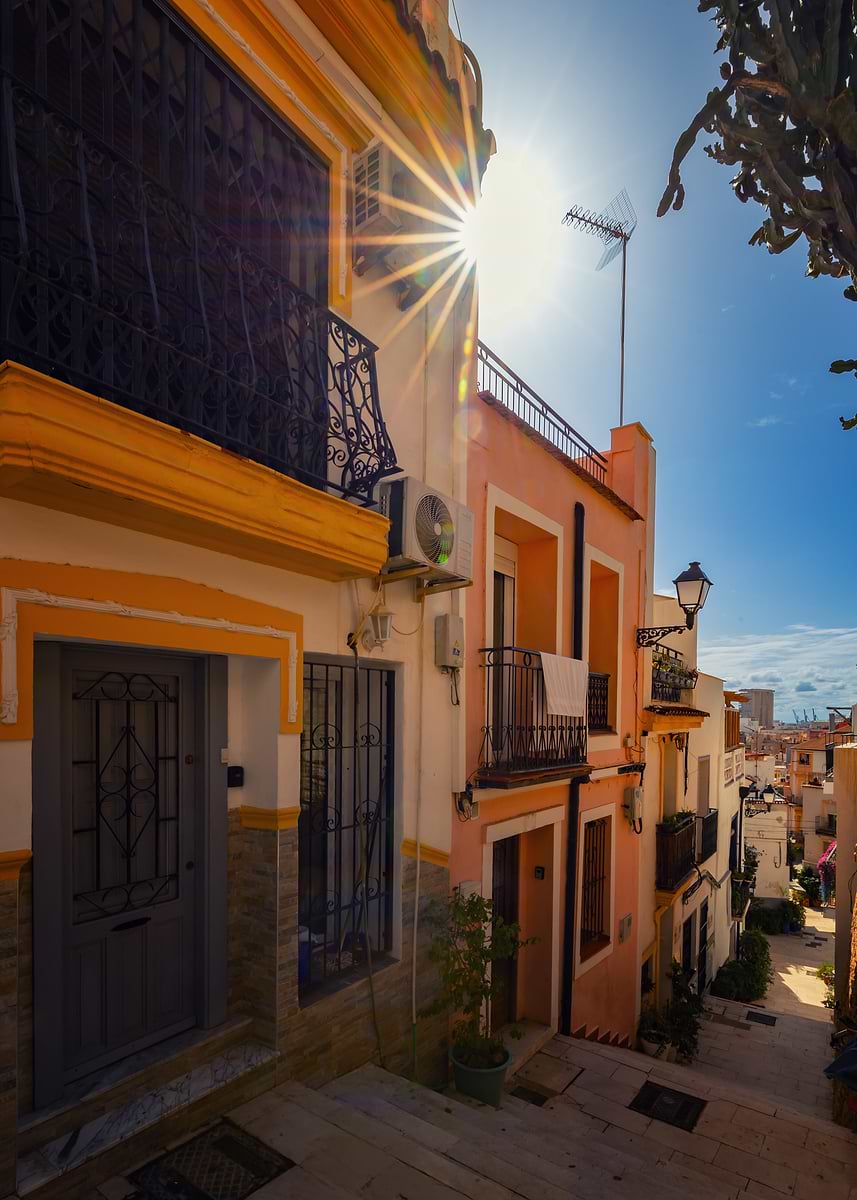 'Sunny Spanish Street' Poster, picture, metal print, paint by ...