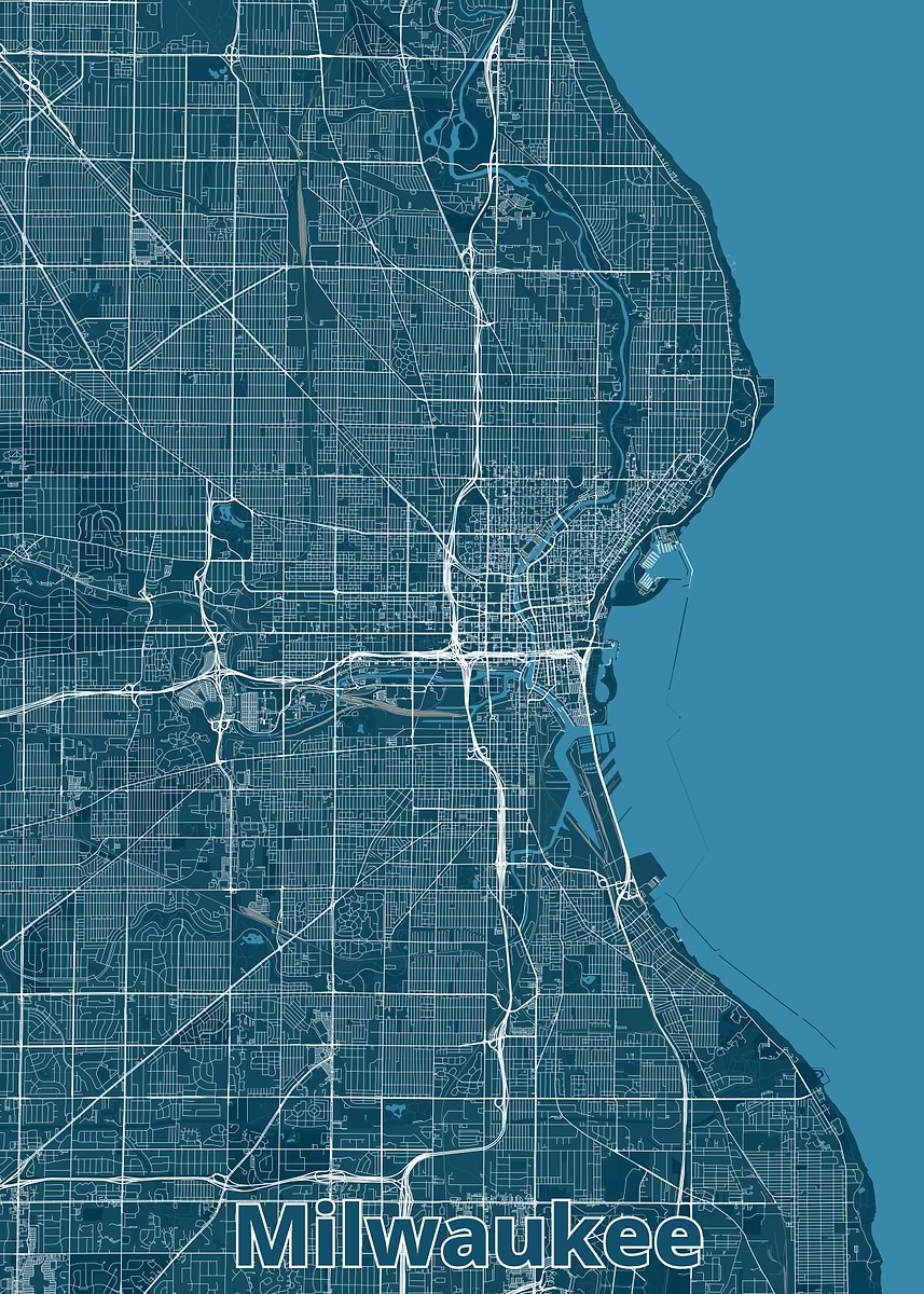 'Milwaukee City Map' Poster, picture, metal print, paint by Sam Kal ...