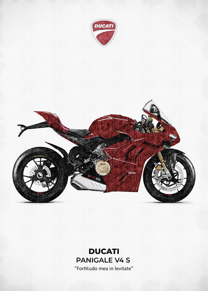 'Ducati Panigale V4 S Motorcycle' Poster, picture, metal print, paint ...