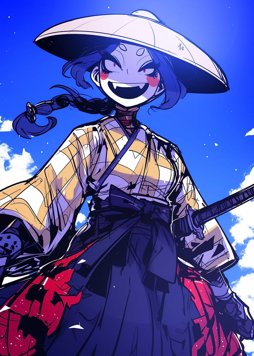 'Smiling Samurai Girl' Poster, picture, metal print, paint by Tomorrow ...