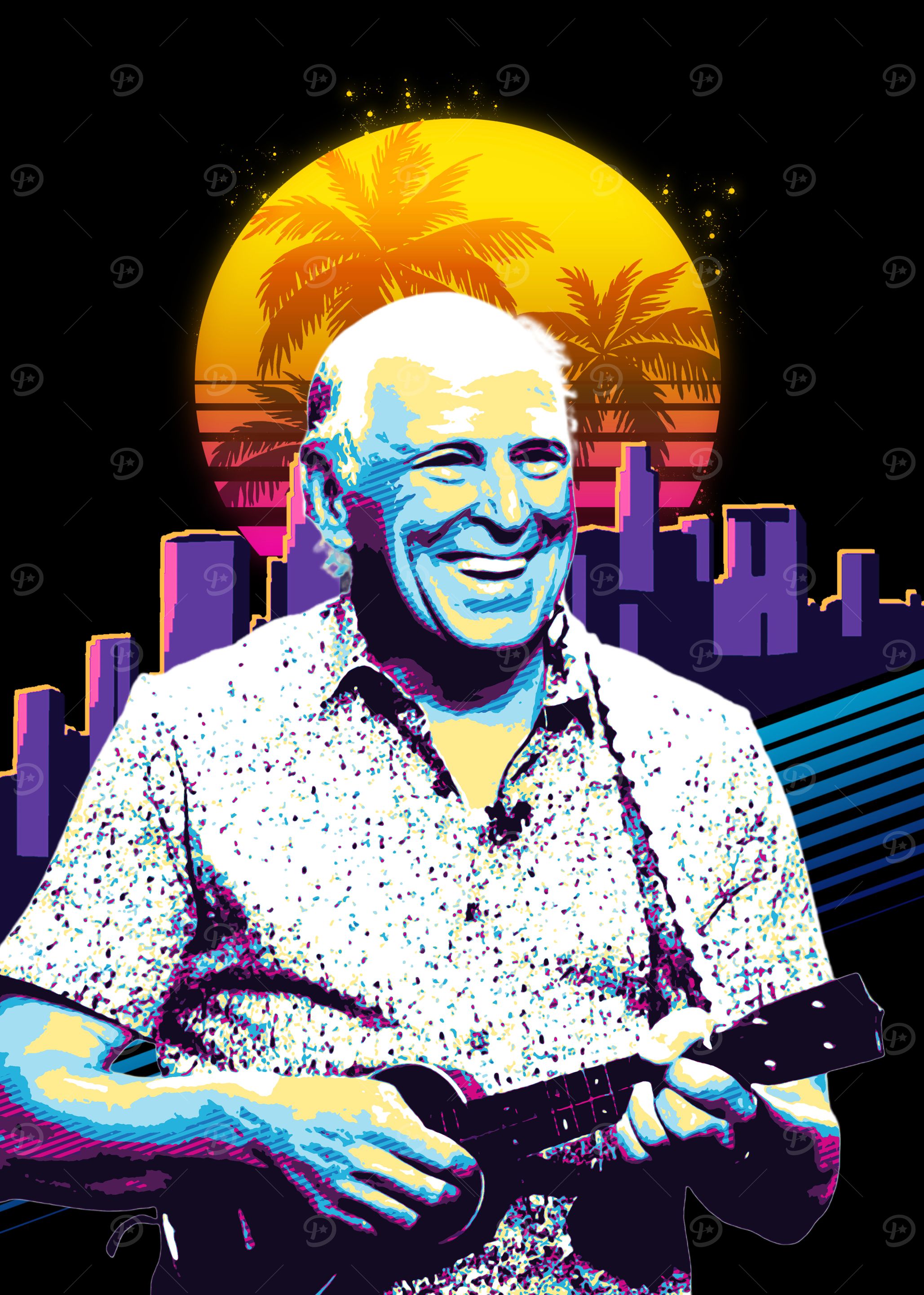 'jimmy buffet retro style' Poster, picture, metal print, paint by ron ...