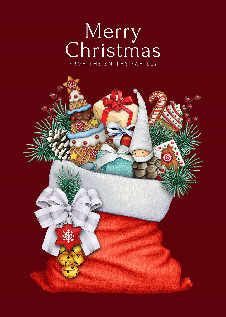 'Christmas Stocking Illustration' Poster, picture, metal print, paint ...