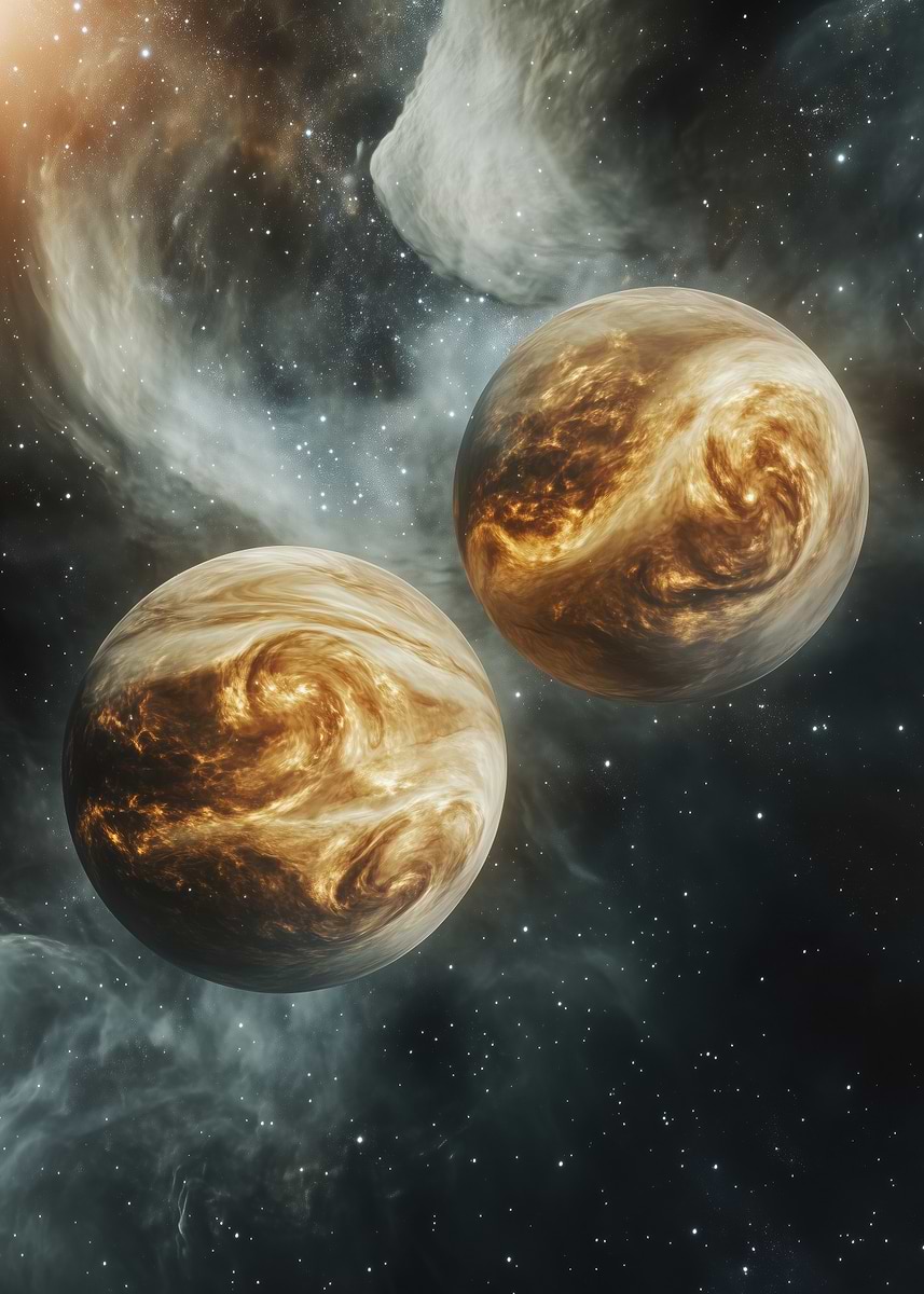 'Gas Giant Planets in Space' Poster, picture, metal print, paint by ...