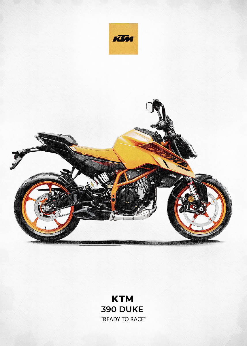 'KTM 390 Duke Motorcycle' Poster, picture, metal print, paint by Best ...
