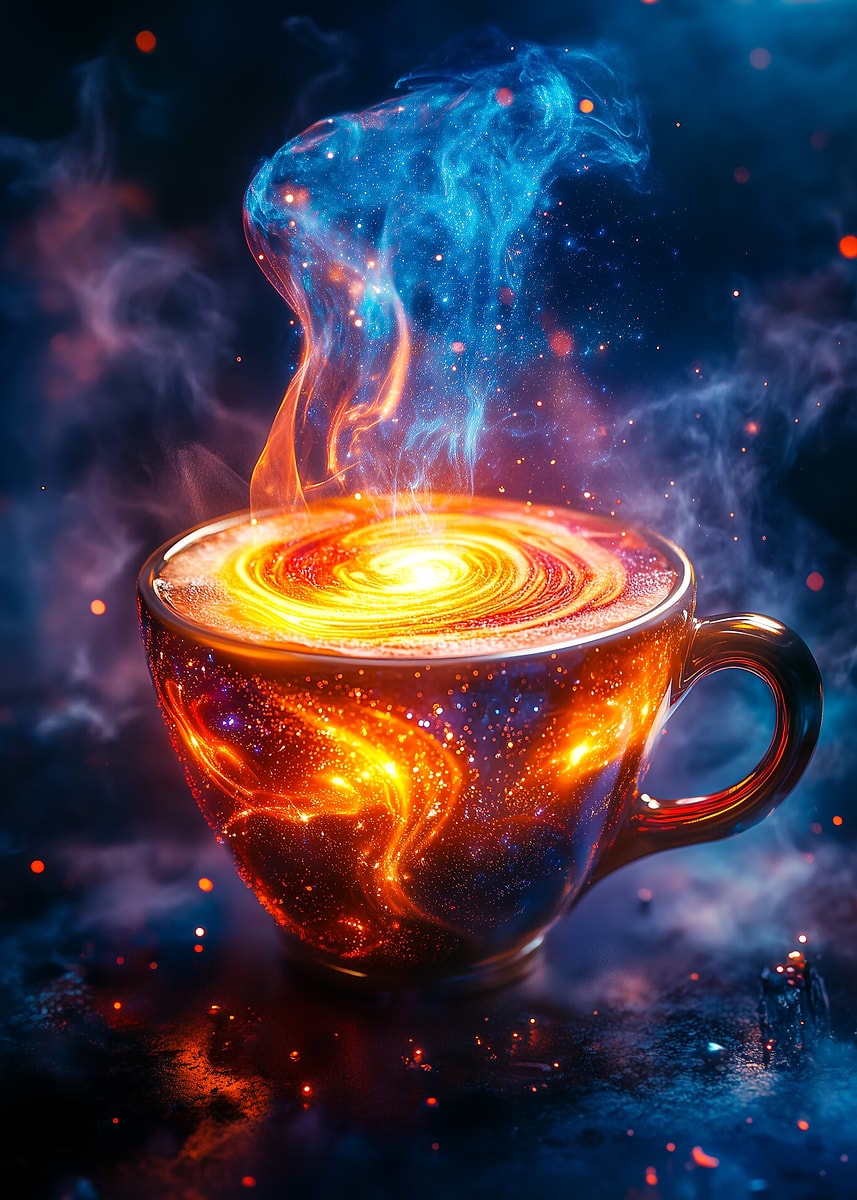 'Cosmic Coffee Cup' Poster, picture, metal print, paint by ...