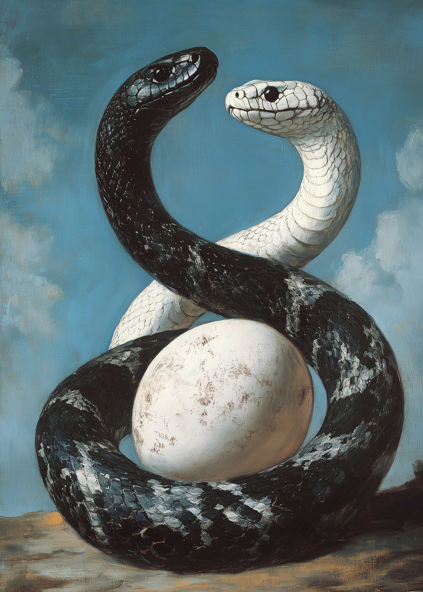 'Black and White Snakes' Poster, picture, metal print, paint by ...