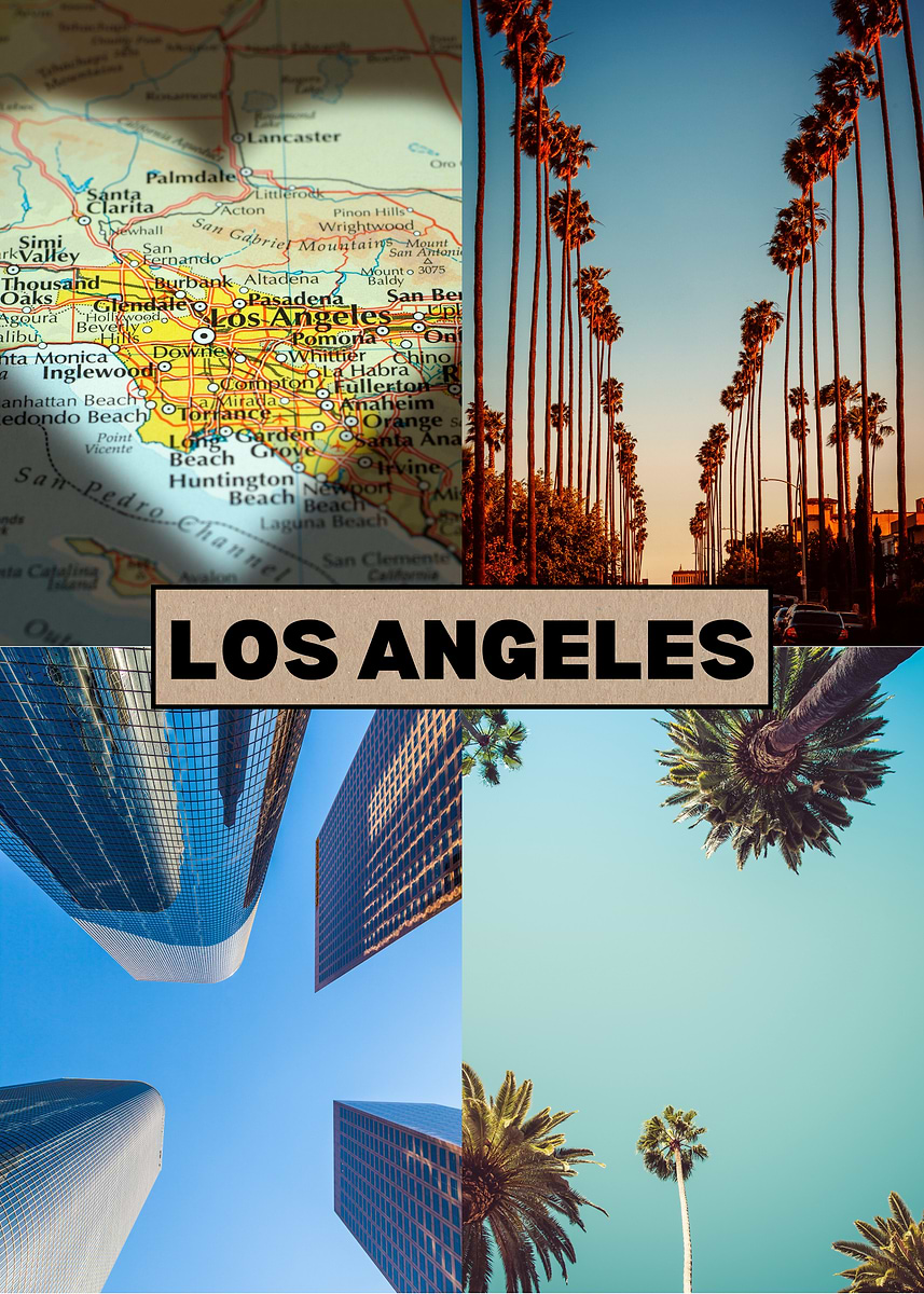 'Los Angeles Collage' Poster, picture, metal print, paint by Quill Path ...