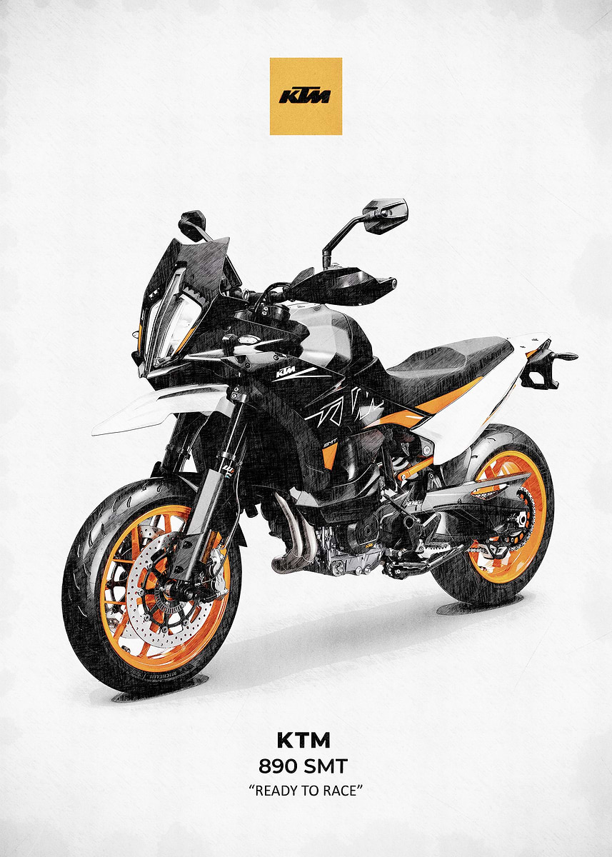 'KTM 890 SMT Motorcycle' Poster, picture, metal print, paint by Best ...