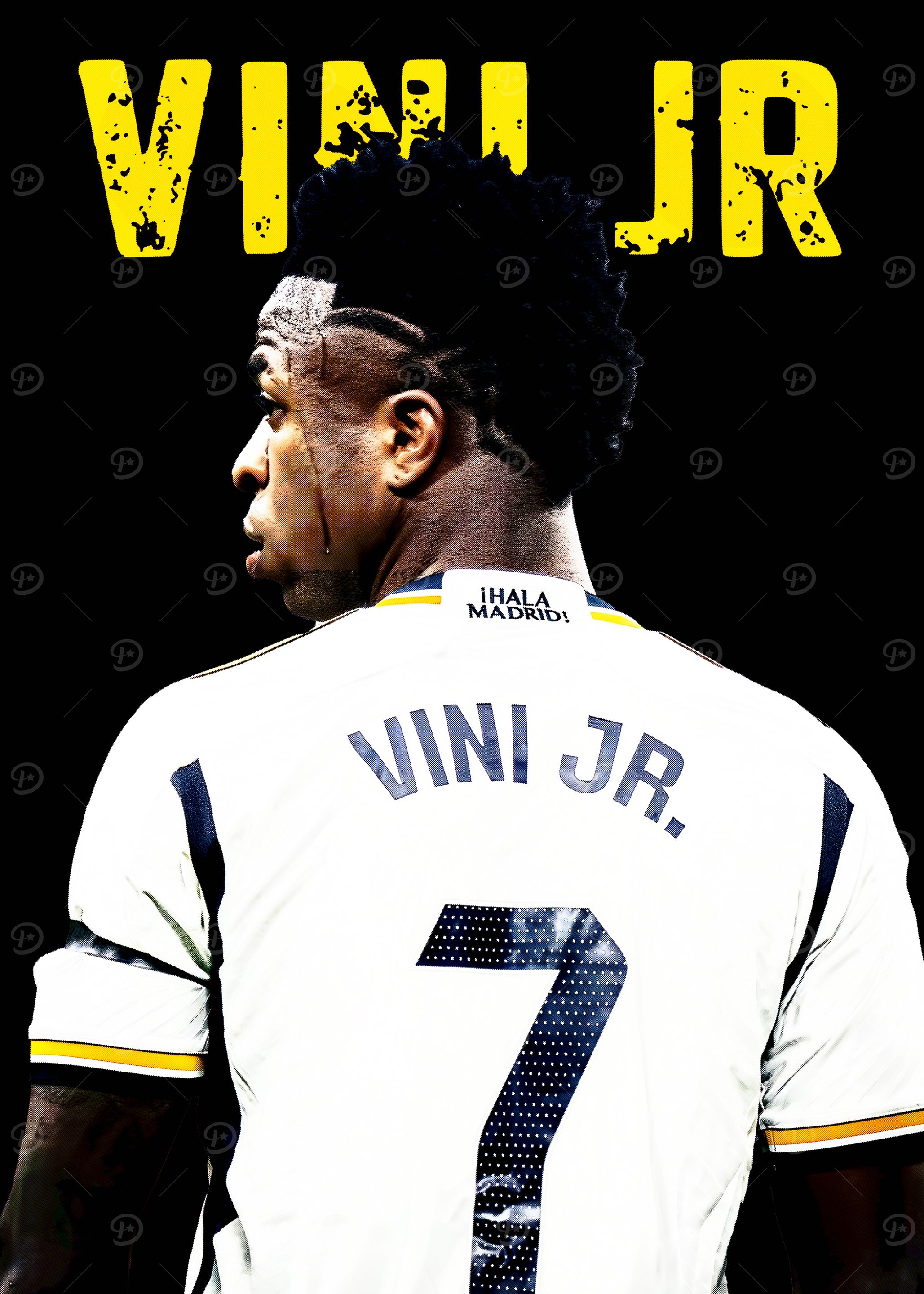 'Vini Jr. BW' Poster, picture, metal print, paint by Mus Mius | Displate