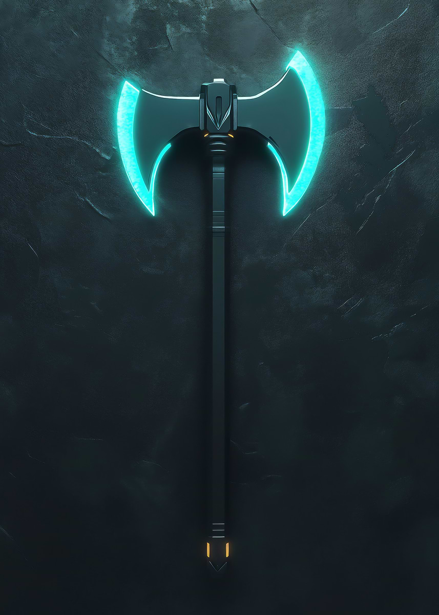 'The Axe – Neon Cleave' Poster, picture, metal print, paint by in ...