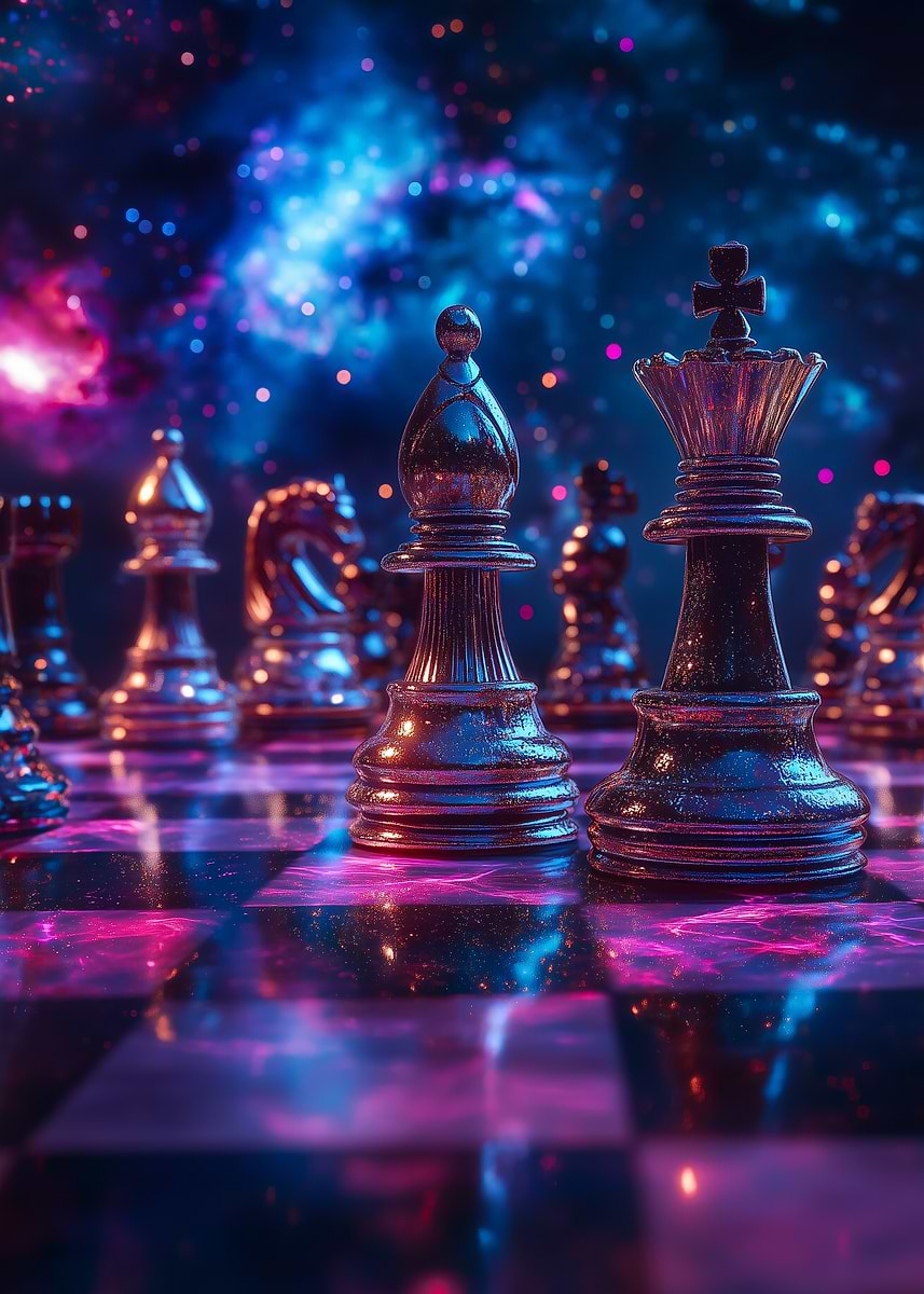 'Cosmic Chessboard' Poster, picture, metal print, paint by ...