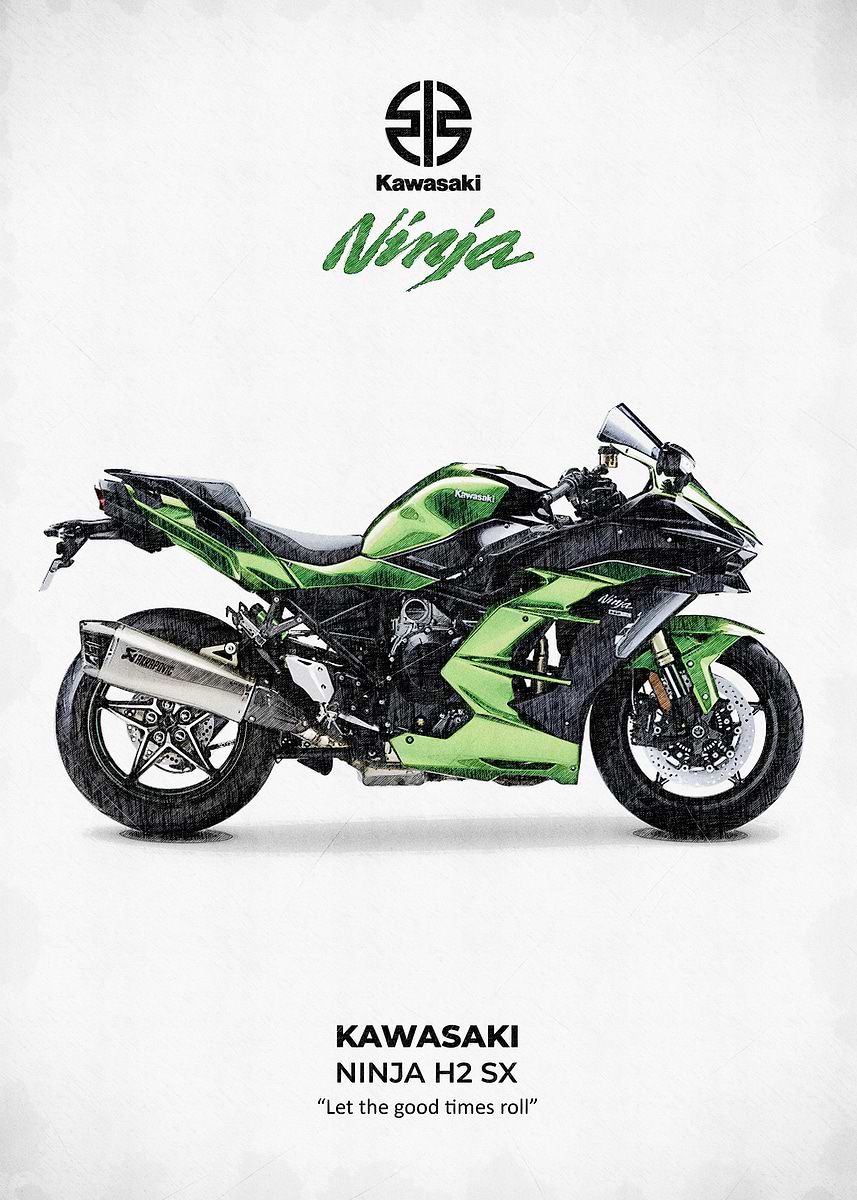 'Kawasaki Ninja H2 SX Motorcycle' Poster, picture, metal print, paint ...