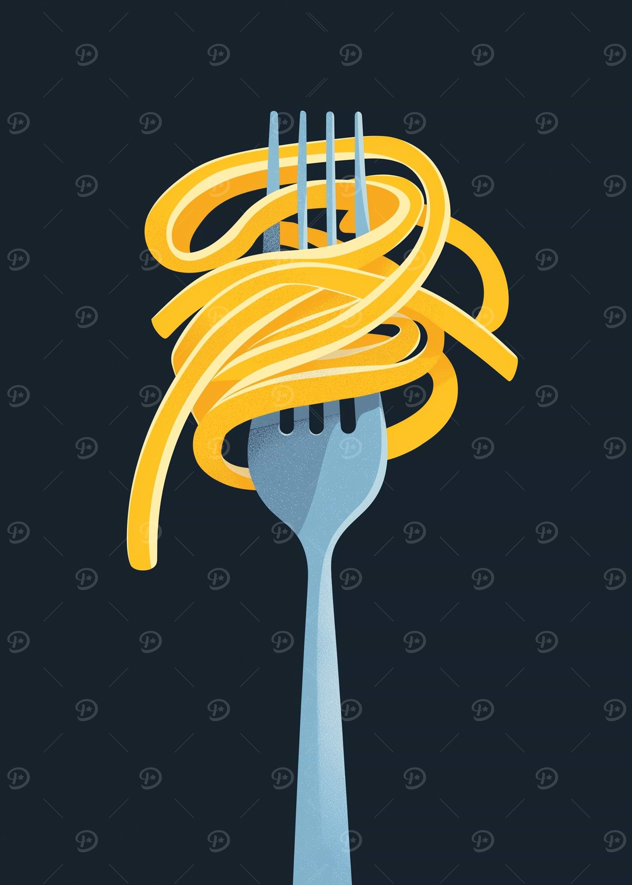 'Forkful of Pasta' Poster, picture, metal print, paint by DWAstore ...