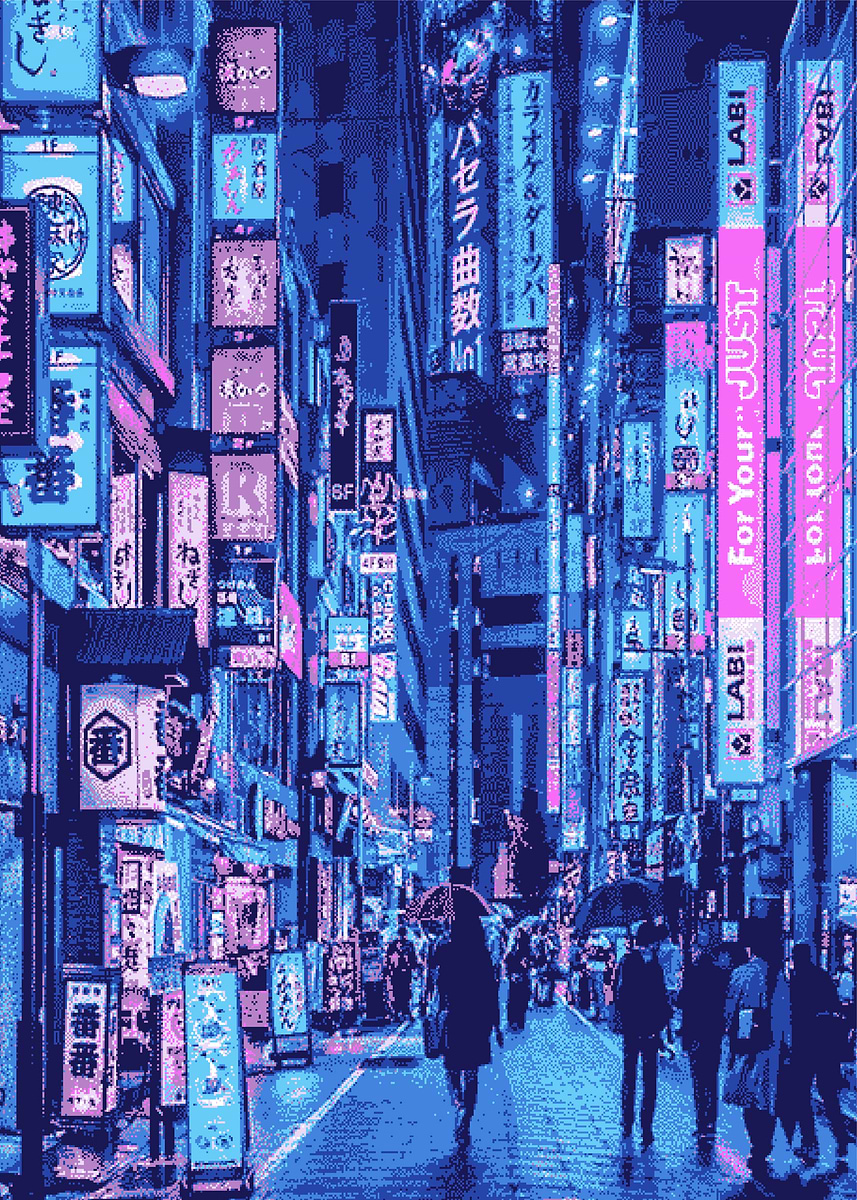 'Neon Tokyo Street' Poster, picture, metal print, paint by Print Hub ...