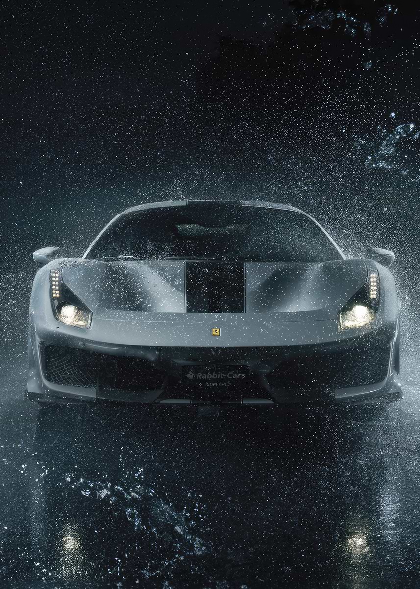 'Ferrari 488 Pista in Rain' Poster, picture, metal print, paint by ALCN ...