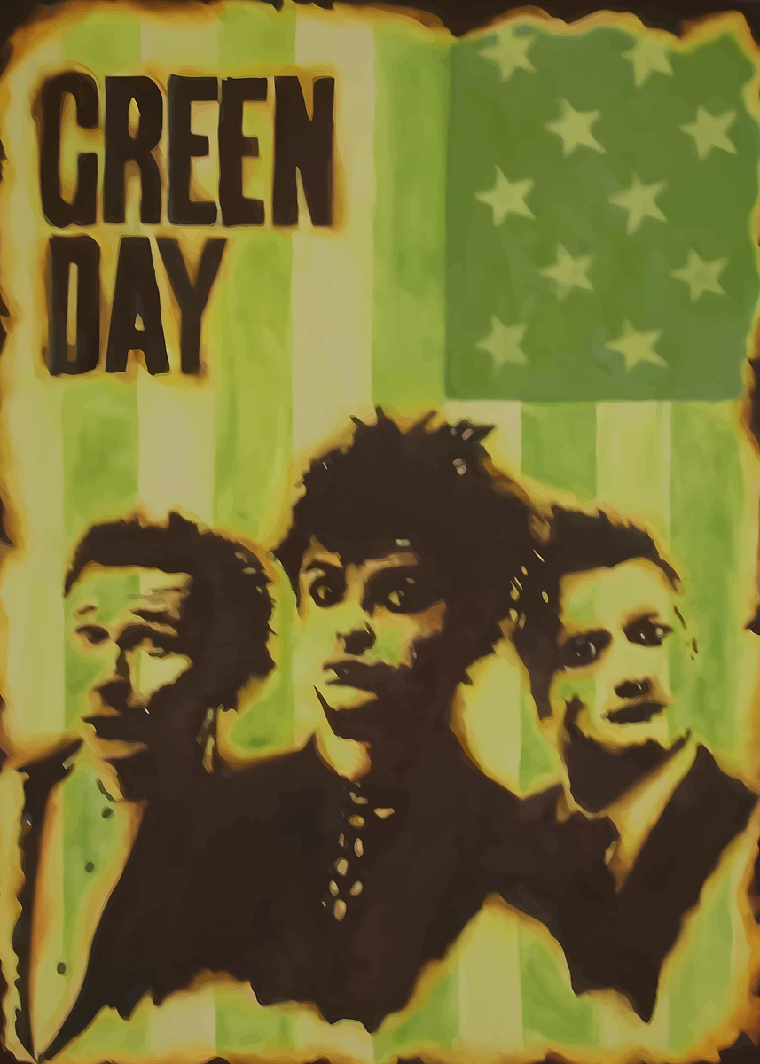 'Green Day Band' Poster, picture, metal print, paint by bone art | Displate