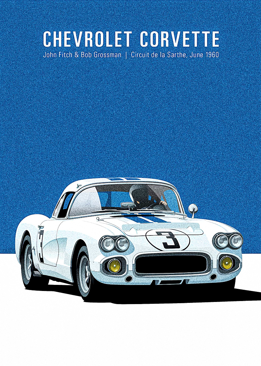 'Chevrolet Corvette Race Car' Poster, picture, metal print, paint by ...