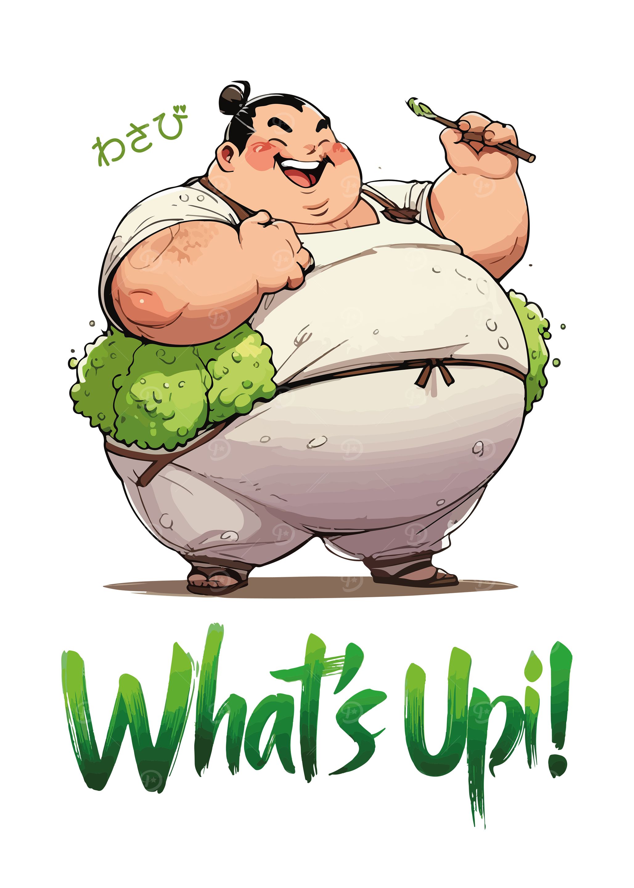 'Smiling Cartoon Wasabi Sumo Wrestler' Poster, picture, metal print ...