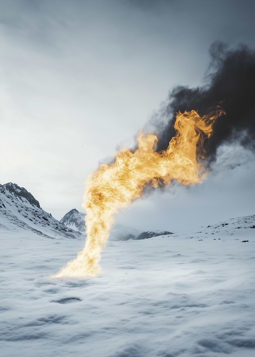 'Fire in the Snow' Poster, picture, metal print, paint by ...