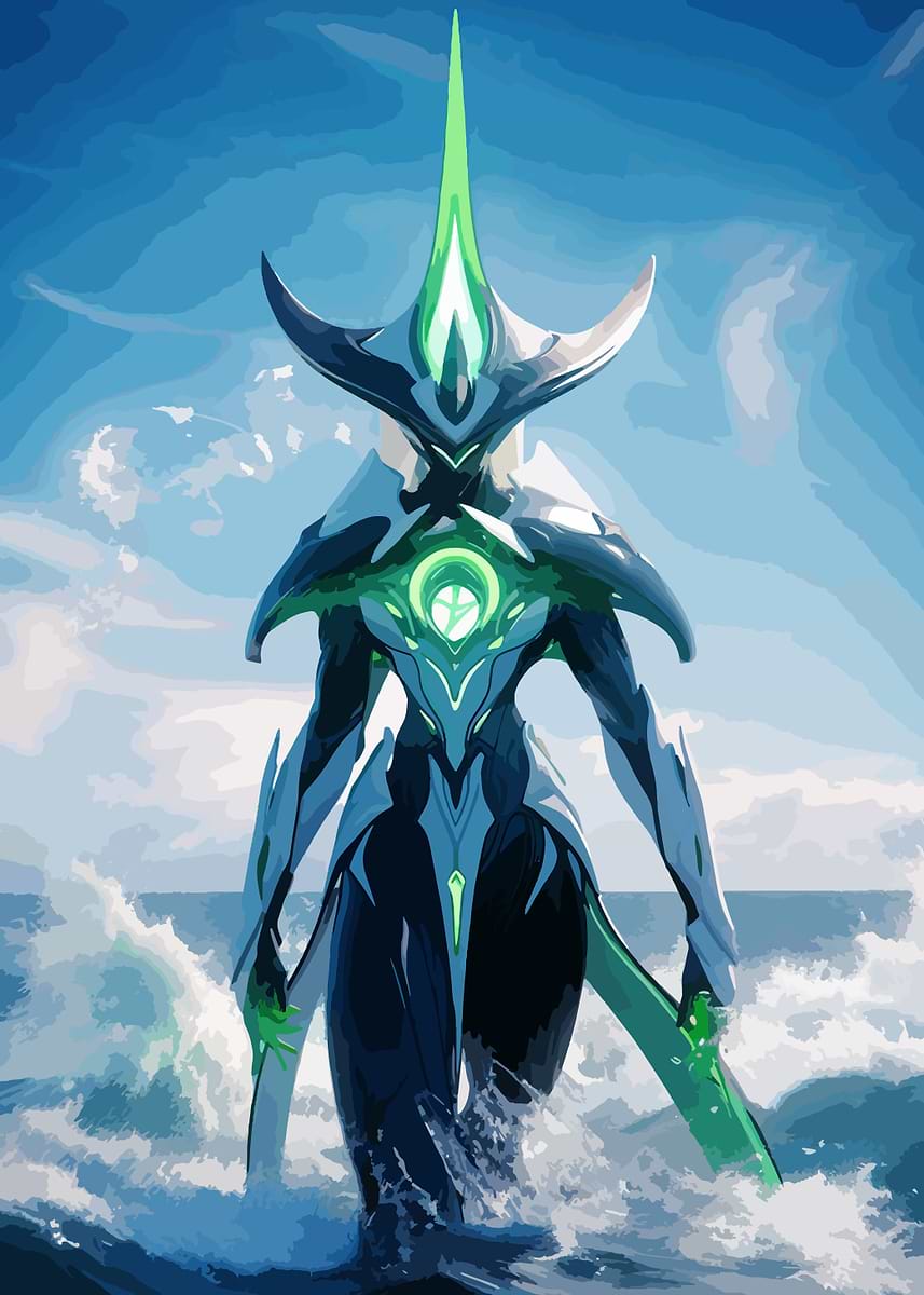 'Green & Blue Warframe' Poster, picture, metal print, paint by ...