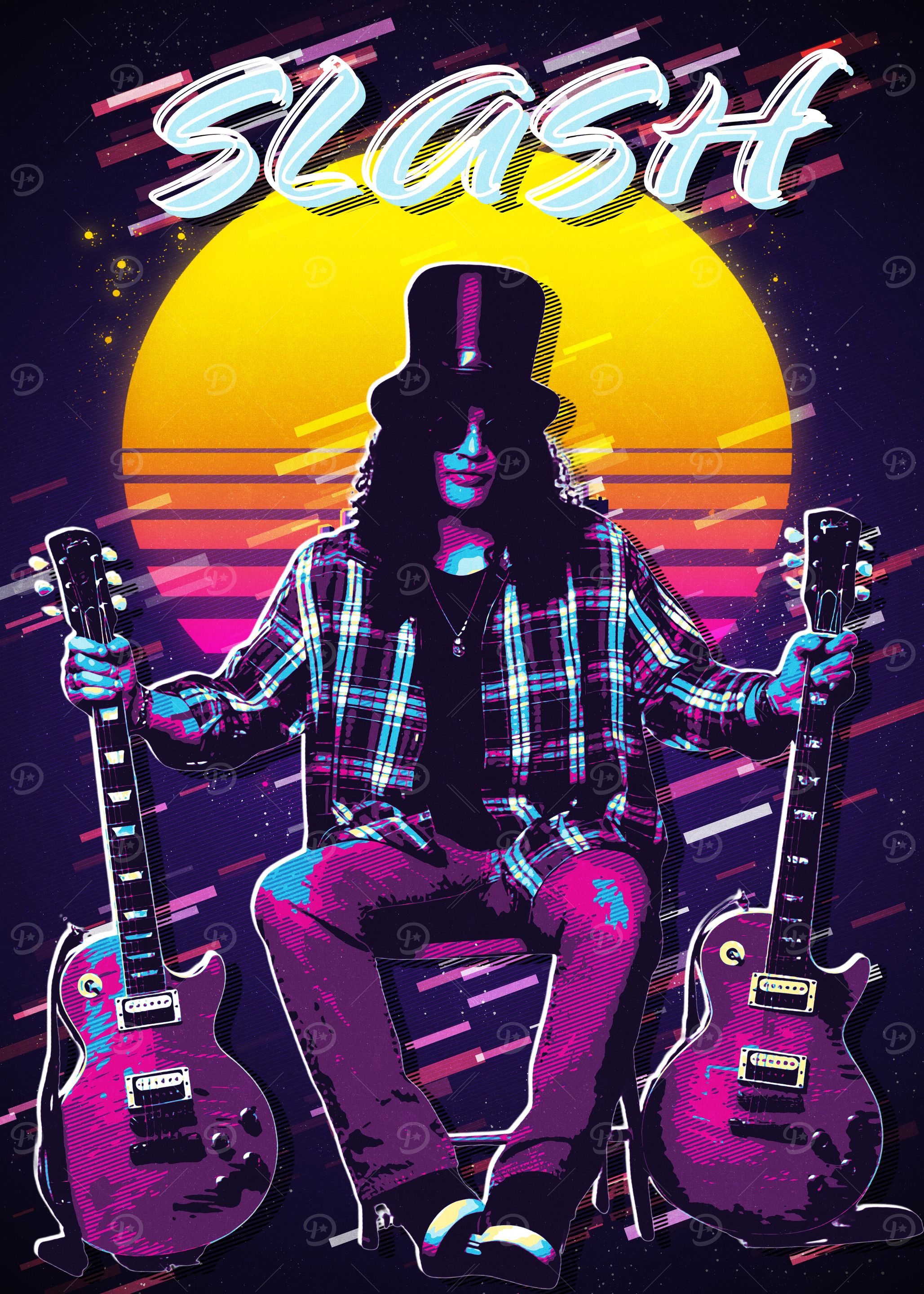 'Slash Retro Poster' Poster, picture, metal print, paint by seems retro ...