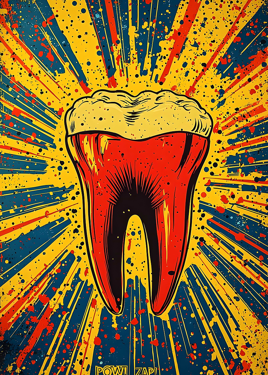'Exploding Pop Art Tooth' Poster, picture, metal print, paint by ...