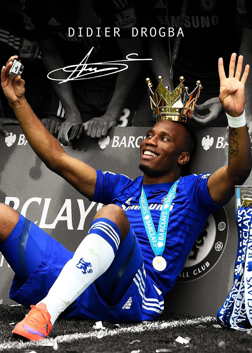 'Didier Drogba' Poster, picture, metal print, paint by SA KE | Displate
